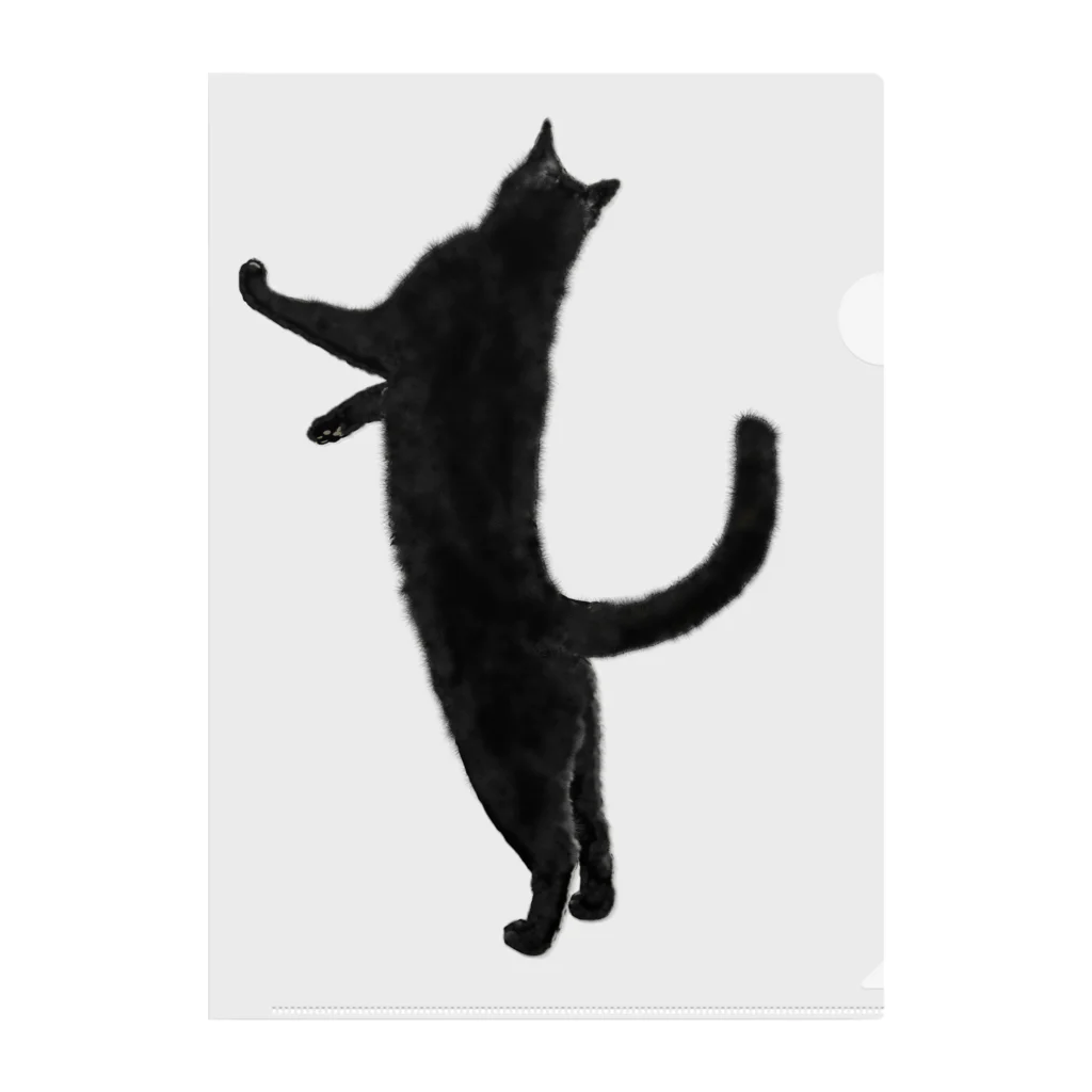 立って何かを訴える黒猫 猫とやっし~ぃのアレコレ Yassiecatcat のクリアファイル通販 ∞ Suzuri(スズリ)