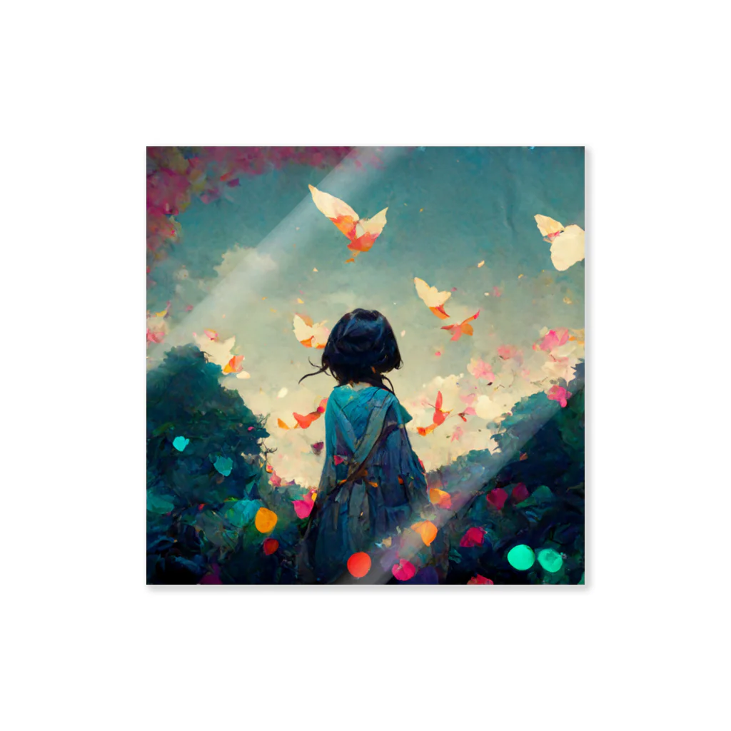 AIが描いた「蝶と少女」 / watari_itsukiのステッカー通販 ∞ SUZURI（スズリ）