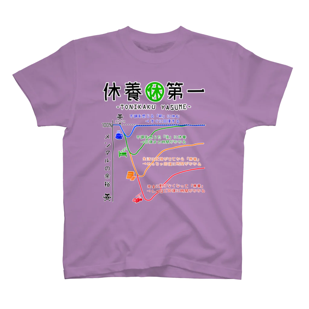 ちゃんと休むべき理由を胸に刻んでみた。 / 倉戸みと ( mitragyna )のスタンダードTシャツ通販 ∞ SUZURI（スズリ）